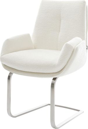 DELIFE Schwingstuhl Clea-Flex Freischwinger flach Edelstahl Boucl&eacute; Soft Beige