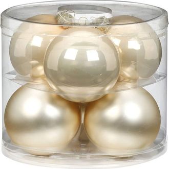 Magic Bodyfashion Weihnachtskugeln Glas 10cm 6 STK. Christbaumkugeln Christbaumschmuck Farbe: Perle - Champagner Opal/matt