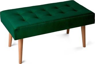 MG Design Polsterbank 45 × 90 cm in Dunkelgrün - stabiles Holzgestell, weich gepolstert, samtig-weiche Oberfläche mit dezentem Schimmer, pflegeleicht - für Wohn