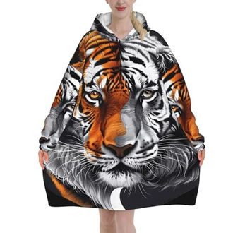 Generic Sweat &agrave; capuche Yin Yang pour femmes et hommes adultes surdimensionn&eacute;s pour une couverture douce et chaude