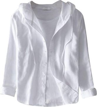 Generic Chemise Homme Bande Printemps Et &Eacute;t&eacute; Nouveau Vrac Mode Protection Solaire Capuche Manches Longues Unie Couleur Lin Fonc&eacute;