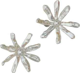 Simone Rocha Femme, Accessoires, Blanc, Taille: ONE Size Pearl Earrings With Blossom Flowers