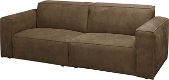 Studio Copenhagen home24 3-Sitzer Sofa Braun/Braun Echtleder Kena 250 x 75 x 96cm Industrial