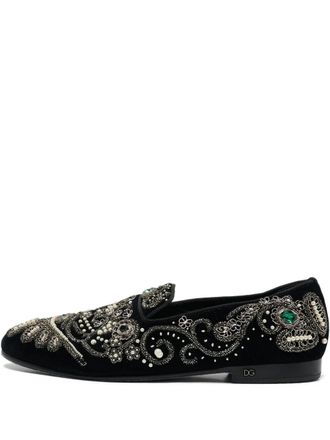 Dolce & Gabbana mocassins à strass - Noir