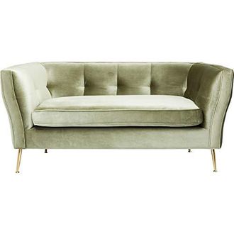 Kare Design Design Rimini, 2-Sitzer Sofa, Kiefer Massivholz, Gr&uuml;n, Sitzh&ouml;he 47cm, Samt Look, Mid-Century Look, Couch, Wohnzimmer, (H/B/T) 76x170x86cm