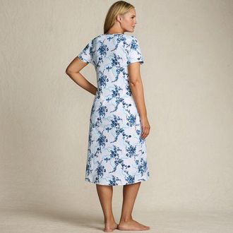 Lands End Wadenlanges Kurzarm-Nachthemd aus reiner Baumwolle, Damen, Gr&ouml;&szlig;e:32-34 petite, Wei&szlig;, Baumwolle, by Lands End