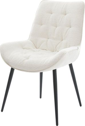 DELIFE Polsterstuhl Taimi-Flex 4-Fuß konisch Schwarz Bouclé Soft Beige