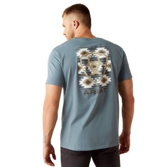 Ariat Mens Ariat Eagle Rock T-Shirt in Light Denim, Size 2X-Large