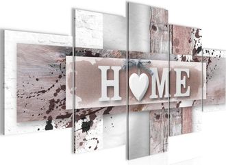 Runa Art Wandbilder Home Herz 5 Teilig Bild auf Vlies Leinwand Deko Wohnzimmer Mit Spruch Grau Rosa 504552b