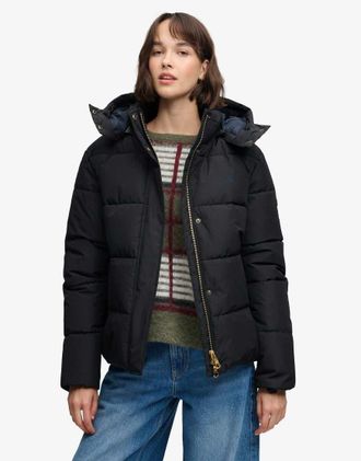 Superdry Premium doudoune &agrave; capuche noire