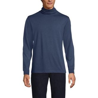 Lands End Super-T Rollkragenshirt, Classic Fit, Herren, Gr&ouml;&szlig;e:48-50 tall, Blau, Baumwolle, by Lands End