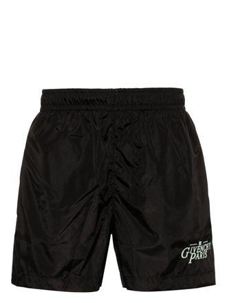 Givenchy Badeshorts mit Logo-Stickerei - Schwarz