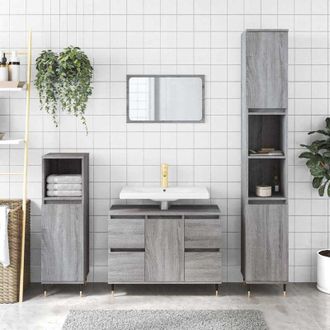vidaXL Vidaxl - Armoire salle de bain sonoma gris 80x33x60 cm bois ding&eacute;nierie