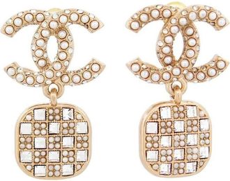 Chanel Ohrringe - NEUE CHANEL CC LOGO H&Atilde;NGEROHRRINGE MIT STRASS 202 - Gr. unisize - in Gold - f&uuml;r Damen