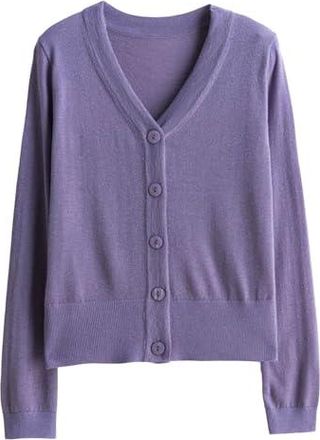 Generic Femmes 100% Laine Imitation Tricot Col V Cardigan Version Cor&eacute;enne Mode Bordure Or Top Printemps, Zi, Taille XL