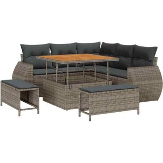 vidaXL Vidaxl - Ensemble de canap&eacute; de jardin 8 pcs Gris 100 x 100 x 71 cm
