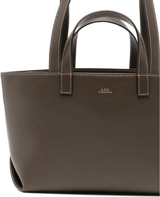 A.P.C. Structured Leather Tote Bag - Brown