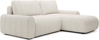 Selsey Selsey Lelu - L-Form Ecksofa mit Schlaffunktion, Bettkasten und Cord, beidseitig montierbar, Creme