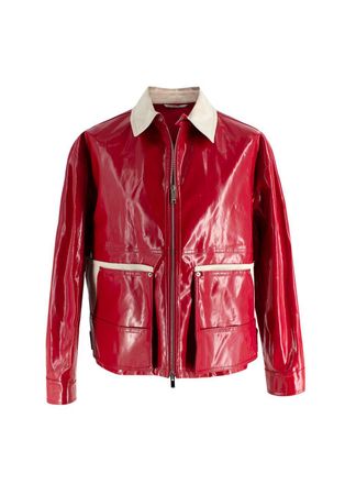Valentino Garavani Valentino Red Vinyl Trucker Jacket Size M