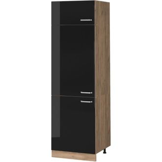 Vicco Armoire pour frigo R-Line, Noir Haute brillance, 60 cm