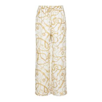 Balmain Hose aus flie&szlig;ender Seide mit Cha&icirc;nes-Print - - Trousers - Damen - Gelb - L
