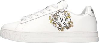 Versace Jeans Couture Femme, Chaussures, Blanc, Taille: 36 EU Baskets &agrave; imprim&eacute; logo