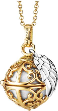 Engelsrufer Damen Halskette aus Sterling Silber mit Klangkugel Anhänger Gold in der Größe XS mit perlmutt Klangkugel, Karabinerverschluss, nickelfrei, Größe: 45+5
