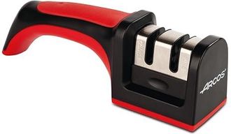 Arcos Professioneller Messersch&auml;rfer mit Ergonomischem Griff f&uuml;r Manuelle Verwendung - Keramik- und Kohlenstoffrollen - Rot und Schwarz