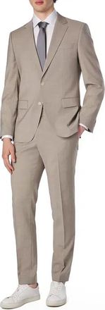 HUGO BOSS Herren Anzug beige meliert Slim Fit