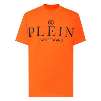 Philipp Plein unisex, Tops, Orange, Taille: 3XL T-Shirt Col Rond Iconic Plein