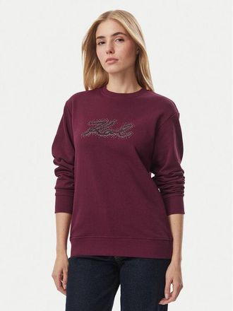 Karl Lagerfeld Sweatshirt Rhinestone B4W20007 Dunkelrot Relaxed Fit