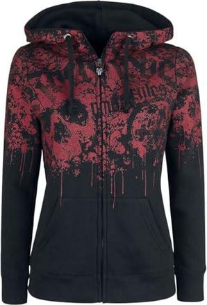 Rock Rebel by EMP Femme Sweat à Capuche Noir avec imprimé Rouge S
