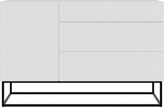 Selsey Kommode Schrank Aufbewahrungsschrank 140 cm Mit 3 Schubladen Und 1 T&uuml;r Wei&szlig; Schwarze Beine Veldio