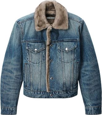 Alexander Wang Denim Jacket W/ Faux Mink Lining