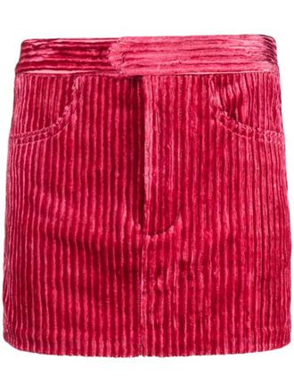 Isabel Marant minijupe en velours c&ocirc;tel&eacute; &agrave; coupe longue - Rose