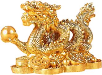 Generico Chinesischer M&uuml;nzdrache - prachtvolle - Drachenstatue, symboltr&auml;chtiger Wohlstandsdrache, reich verzierte Antik-M&uuml;nzenfigur, dekorative Figur | Stilvo