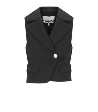 Ganni GILET EN CREPE NOIR GANNI