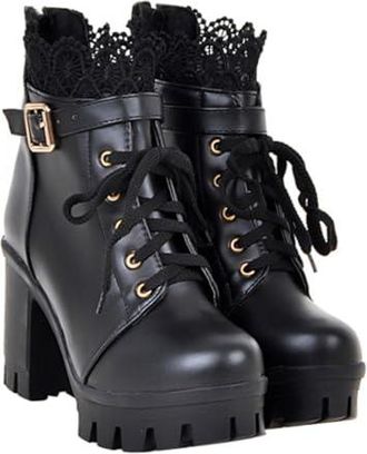 Beaupretty Bottines Femmes Automne-hiver PU L&eacute;ger Talon Bloc Stable Confortables et &Eacute;l&eacute;gantes pour Tenue F&eacute;minine