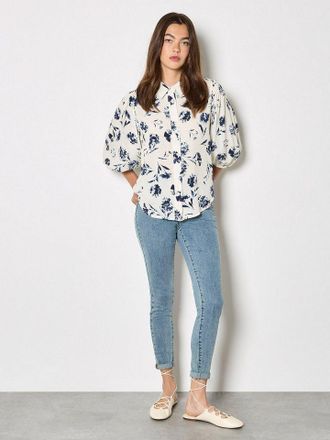 Apricot Klassische Bluse Blusenhemd mit gepresstem G&auml;nsebl&uuml;mchenmuster Gemustert