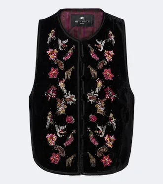Etro Gilet en velours &agrave; perles