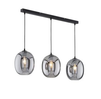 Fischer & Honsel | Pendelleuchte, Nayla | sandschwarz| Glas-rauchfarben| L: 95,00 cm, B: 21,00 cm| Ausl. Decke: 150,00 cm| 3x E27 max. 40,0 Watt| 60907
