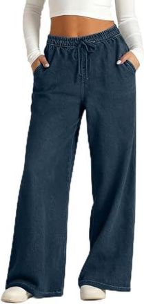Generic Pantalon de surv&ecirc;tement ample pour femme - Taille &eacute;lastique - Cordon de serrage - Jambe large - Confortable - Doux - &Eacute;l&eacute;gant - Solide - D&eacute;contract&eacute; - 