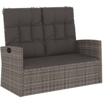 vidaXL Gartenbank mit Liegefunktion & Kissen Grau 118 cm Poly Rattan vidaXL