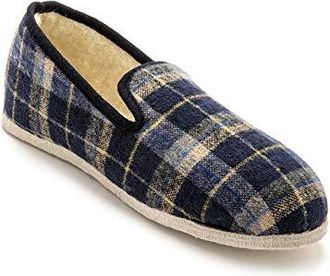 Honcelac Charentaises Mixtes fourrées Laine - Homme - Taille : 41 - Couleur : Ecossais Bleu