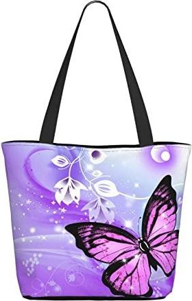 AOOEDM Sac shopping pour femme papillon violet 33 x 28 x 17 cm. Le cadeau parfait pour la Saint-Valentin. Cest de la Saint-Valentin pour maman, fille, &eacute;pouse
