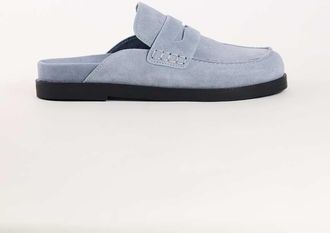 Topshop Addie mocassin mule en daim v&eacute;ritable bleu bleuet