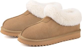 Mishansha Damen Geschlossen Hausschuhe Warme Pantoffeln Winter rutschfest Slipper Khaki Gr.38