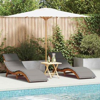 vidaXL Vidaxl - Chaise longue 2 pcs Gris 184 x 55 x 64cm Bois dacacia massif