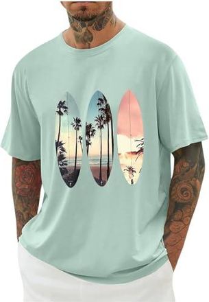 Generic T-shirt &agrave; col rond pour homme, d&eacute;contract&eacute;, respirant, haut de sport, &eacute;l&eacute;gant, classique, confortable, ample, l&eacute;ger, extensible, hawa&iuml;en, course en pl