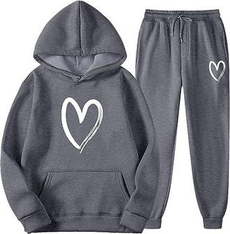 Generic Costume de Jogging pour Femme, Sweat &agrave; Capuche, Pantalon de surv&ecirc;tement, Haut &agrave; Manches Longues, Pantalon Grande Taille avec Poches, Ensemble 2 pi&egrave;ces